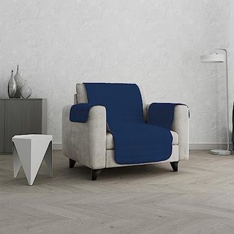 Italian Bed Linen Gesteppter Sofabezug, wendbar, Trendy, 1-Sitzer, dunkelblau/hellgrau