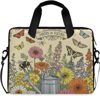 Alaza Sac pour ordinateur portable de 40,6 &agrave; 15,6 - Motif jardin dabeille vintage - Pour homme et femme - Pour &eacute;tudiant - Travail - Sac fourre-tout de voyag