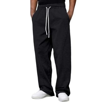 Generic Pantalon de jogging pour homme, taille &eacute;lastique, doublure en polaire, pantalon de surv&ecirc;tement avec poches, pantalon de sport &agrave; jambe large pour la gy