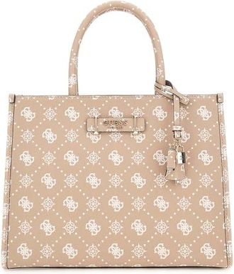 Guess sac à main sac à épaule bandoulière Silia 2 Compartment Tote Bag Biscotti Logo taupe