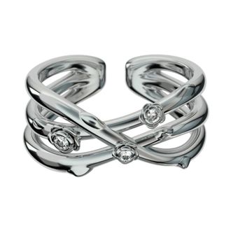 John Richmond Ring mit geflochtenen B&auml;ndern und leuchtenden Blumen - - Accessories - Damen - Grau - ONE SIZE