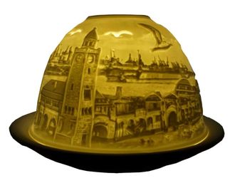 Kerzenfarm Hahn Dome Light Hamburg Landungsbr&uuml;cken - Kerzenhalter - Glas - rot, weiss - Nautisch - Feierliche Anl&auml;sse - Innen