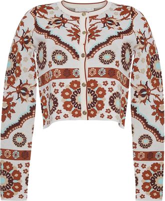 Cara Cara Ila Cardigan mit Blumenmuster - Wei&szlig;