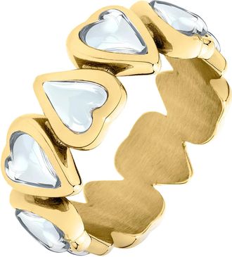 Liebeskind Liebeskind Berlin Ring - Edelstahl Glass Heart - Gr. 52 - in Gold - f&uuml;r Damen
