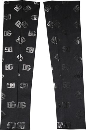 Dolce & Gabbana Womens Black Dg Logo Monogram Wool Stretch Arm Sleeves Virgin Cashmere Accessory