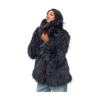 Cesare Gaspari Femme, Vestes, Bleu, Taille: 40 FR Short Faux Fur Coat Icelyn