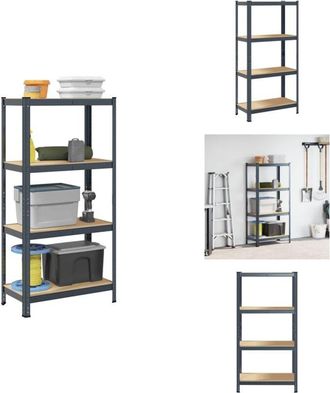 vidaXL Lagerregal mit 4 Böden Anthrazit Stahl & Holzwerkstoff - Regal - Regale - Garagenregal - Industrieregal