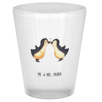 Mr. & Mrs. Panda Schnapsglas Pinguine Kuss - Geschenk, Shotgl&auml;ser, Shot Glas, Freund, Lik&ouml;rgl&auml;ser, Schnapsgl&auml;ser, Freundin, Mitbringsel, Stamperl, Lustige, Hochzeitsta
