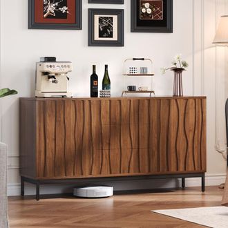 Urban Meuble Urban Meuble - Buffet moderne en effect bois foncé 150cm Rangement spacieux pour salon contemporain