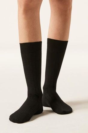 Calzedonia Gerippte Socken In 3/4-l&auml;nge Schwarz