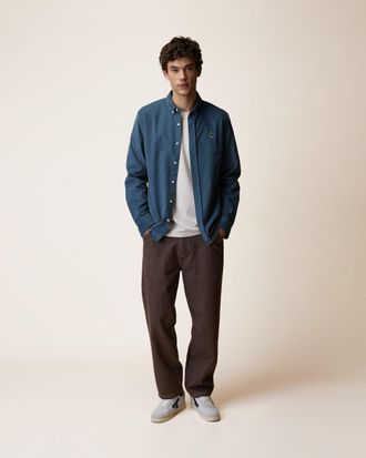 Faguo Chemise en velours bleu