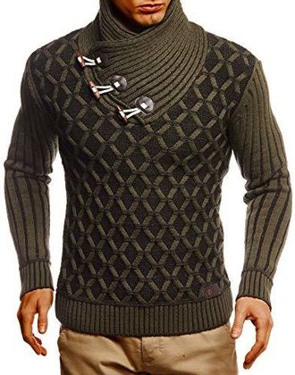 LEIF NELSON LN5385 Pull en tricot &agrave; col ch&acirc;le pour homme Coupe ajust&eacute;e Hiver &Eacute;t&eacute; Moderne Pull noir &agrave; manches longues avec col Pull &agrave; capuche en laine pour homme, 