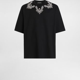 Dolce & Gabbana Jersey T-shirt With Embroidery - Mann T-shirts Und Polos Schwarz Xl