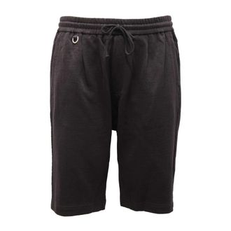 Paolo Pecora Verstellbare Kordel Baumwolle/Leinen Bermuda Shorts - - Shorts - Herren - Schwarzk - XL