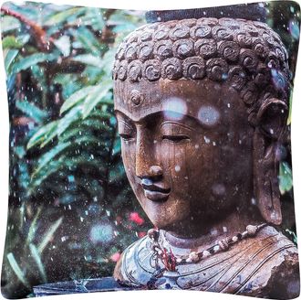 Von Lilienfeld Kissen Motiv Buddha Wellness Meditation Dekokissen 40 x 40 cm Sofakissen Deko Haus Wohnzimmer Kissenbezug mit Füllung beidseitig Bedruckt