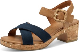 Marco Tozzi Damen Sandalen mit Absatz Runde Spitze mit Schließe, Blau (Navy Comb), 36 EU