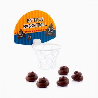 Out of the Blue Badewannen-Basketball-Set, Poo, ca. 15,5 cm, aus Kunststoff, 8-teilig, im farbigen Geschenkkarton, Mehrfarbig