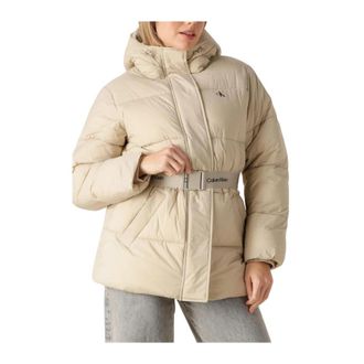 Calvin Klein G&uuml;rtelgepolsterte Midweight Jacke - - Coats - Damen - Beige - L
