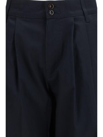 Jacob Cohen Womens Wide Trousers Lindsay Barrel Navy Blue Gabardine Cotton