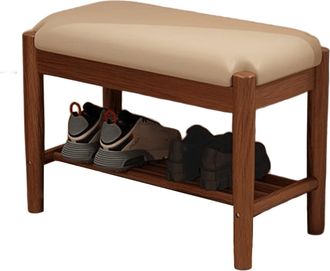 Generic Schuhregal für Den Eingangsbereich Hochwertige Eingangsbank mit Rahmen Tragkraft Bis 220 Kg Schuhbank aus Bio-Lederbezug für Schlafzimmer, Wohnzimmer 