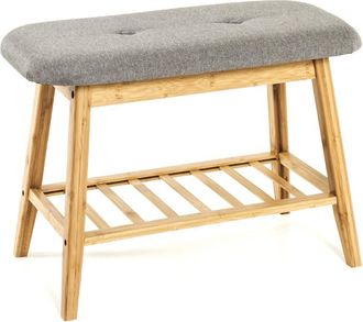 Haku Möbel Schuhbank Bambus, grau, Bambus, Textilgewebe - Maße: B 60 cm x H 44 cm x T 30 cm, Style: Bohemian