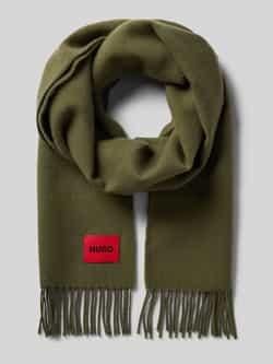 HUGO BOSS Schal mit Logo-Patch aus reiner Wolle Modell Juster