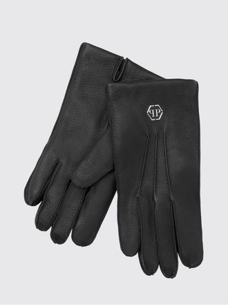 Philipp Plein Gants en cuir grain&eacute; avec logo Hexagon