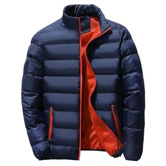 Generic Vestes &eacute;paisses et isol&eacute;es &agrave; col montant pour homme, avec fermeture &eacute;clair, manteau matelass&eacute; dhiver pour homme, bleu 2, 4XL