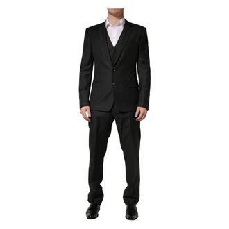 Dolce & Gabbana Homme, Costumes, Noir, Taille: L Costume 3 pi&egrave;ces formel ajust&eacute;