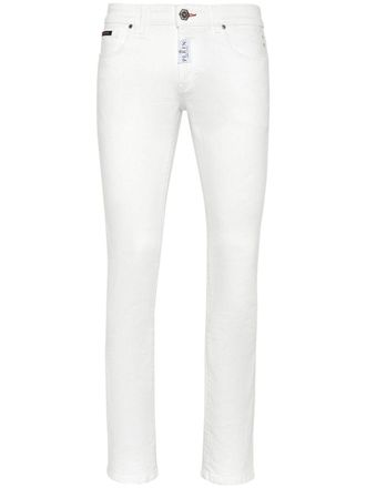 Philipp Plein jean skinny &agrave; taille basse - Blanc