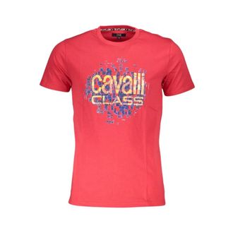Cavalli Rotes Baumwoll-Logo-Print-T-Shirt - - Tops - Herren - Rot - 2XL