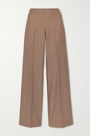 Stella McCartney Pantalon Large En Laine Mélangée - Marron