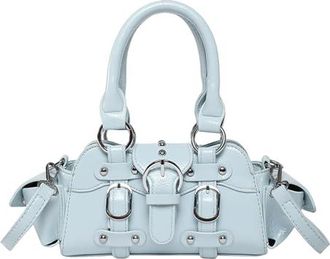 Generic Sac &agrave; bandouli&egrave;re en cuir PU pour femmes, couleur unie, avec fermeture &eacute;clair, sac &agrave; poign&eacute;e sup&eacute;rieure Y2K (bleu)