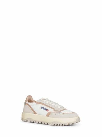 Autry Womens Wildpace Low Sneakers White And Sand Beige Dragon Mesh Trainers