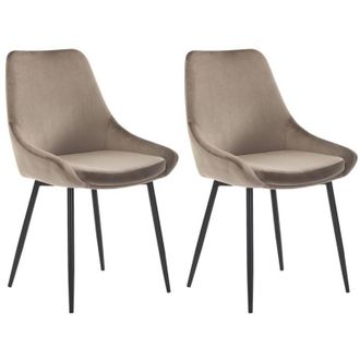 Vente-Unique Vente-unique - Lot de 2 chaises - Velours et métal noir - Taupe - masurie