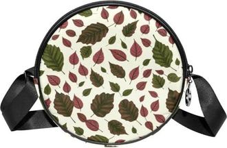 Generic Petit sac &agrave; bandouli&egrave;re Circle pour femme, motif feuille dart, sac &agrave; dos &agrave; bandouli&egrave;re avec fermeture &eacute;clair, bretelles r&eacute;glables, sac &agrave; main rond d&eacute;c