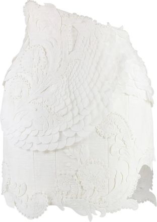 Yves Salomon jupe en cuir &agrave; dentelle fleurie - Marron