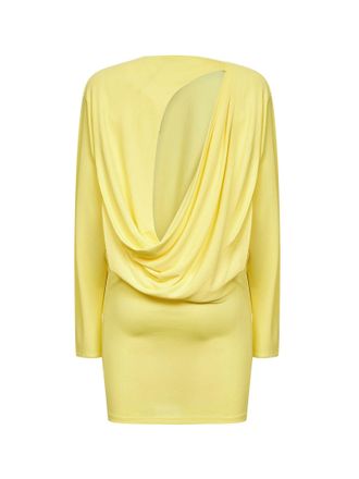 Jacquemus Womens The Mistral Cowl-Back Mini Dress Yellow Viscose