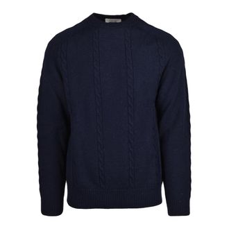 Wool & Co Rundhals-Pullover - - Knitwear - Herren - Blau - L