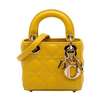 Dior Sac &agrave; main Pre-owned en cuir matelass&eacute; - Femme - Pre-owned - Jaune - Taille: ONE Size