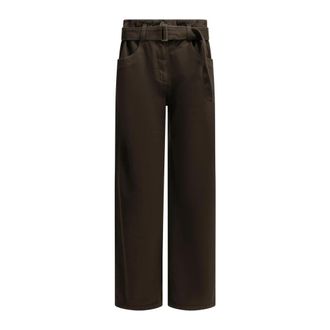Brunello Cucinelli Hosen mit weitem Bein und G&uuml;rtel - - Jeans - Damen - Braun - M