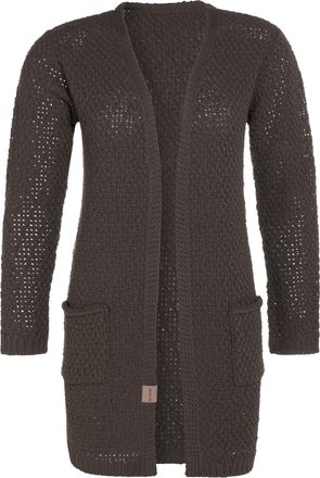 Knit Factory Luna Strickjacke - Mittellange Damen Strickjacken mit Taschen - Cardigan mit Wolle - Grobstrickjacke - Hochwertige Qualit&auml;t - Taupe - 36/38