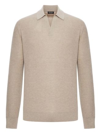 Ermenegildo Zegna Polo-Pullover aus Kaschmir - Nude