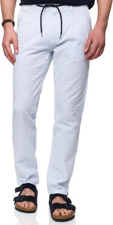 Indicode Herren INWebb Seersuckerhose aus Baumwolle | Herrenhose Freizeithose M&auml;nner Delft, XL