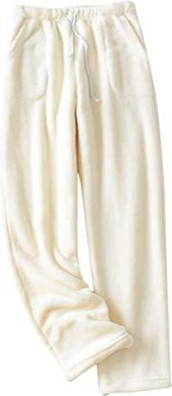 Onsoyours Pyjama Femme Homme Polaire Pantalon Hiver Taille Haut Chaleur Intérieur Bas Super Doux Confortable Automne Ample Velours Fourrure Élastique A Blanc XS