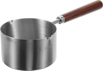 UPKOCH Kleiner Topf aus Edelstahl mit Ausgie&szlig;er f&uuml;r Kasserolle mit Holzgriff f&uuml;r Sauce, Schokolade, Milch (250 ml/8, 5 Unzen)
