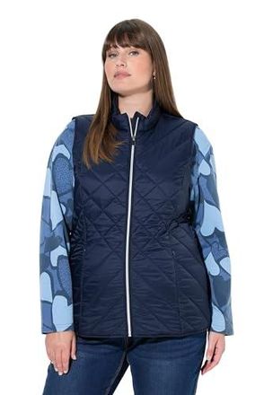 Ulla Popken Femme Grandes tailles Gilet technique matelass&eacute; HYPRAR. Col montant. Mod&egrave;le d&eacute;perlant sans manches marine 58+ 840047130-58+