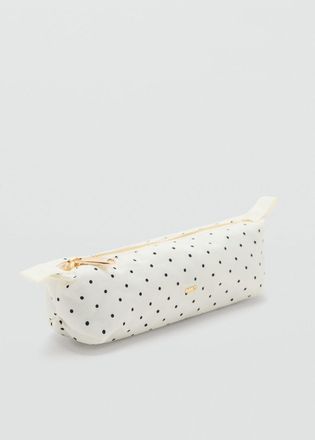 Mango Trousse nylon &agrave; pois blanc cass&eacute; - Femme - Taille unique - MANGO