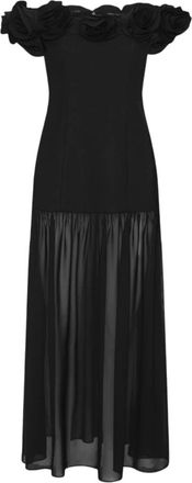 Rotate Rotate Birger Christensen, Femme, Robes, Noir, Taille: 40 FR Robe Longue Fleurie en Cr&ecirc;pe