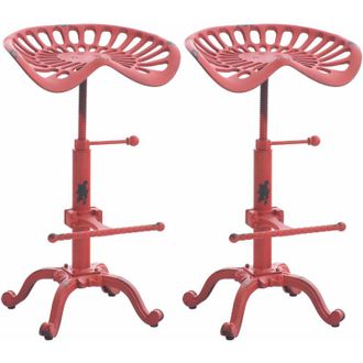 Clp Lot de 2 tabourets de bar Butch au style industriel Rouge